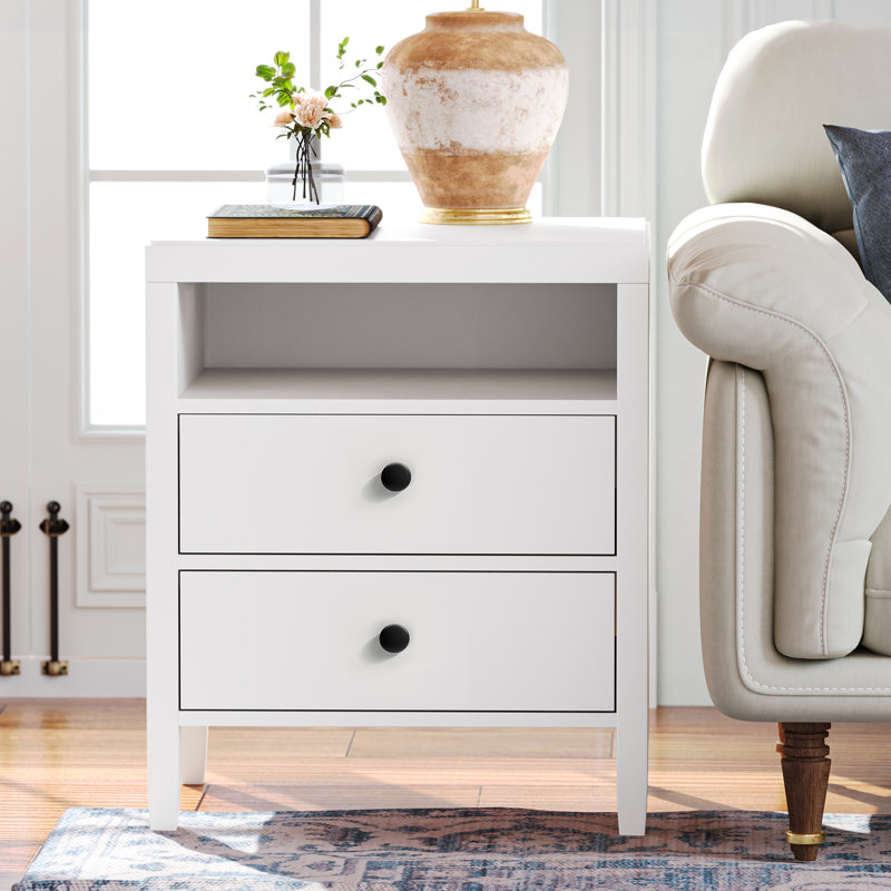 Red Barrel Studio Mahle Bedroom Nightstand Wood Night Stand Bedside Table with 2 Drawers End Table Nightstand Bed Side Table Nightstand Reviews Wayfair